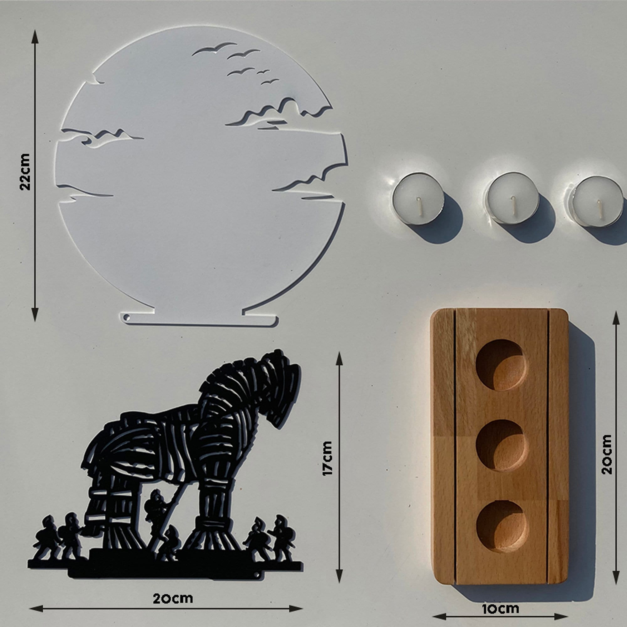 Metal Tealight Candle Holder Handmade Decorative Trojan Horse Mythology ...