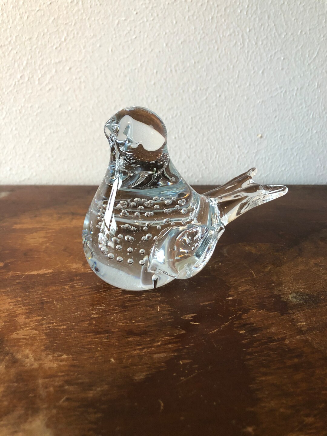 Vintage Clear Glass Controlled Bubble Bird Paperweight Figural ...