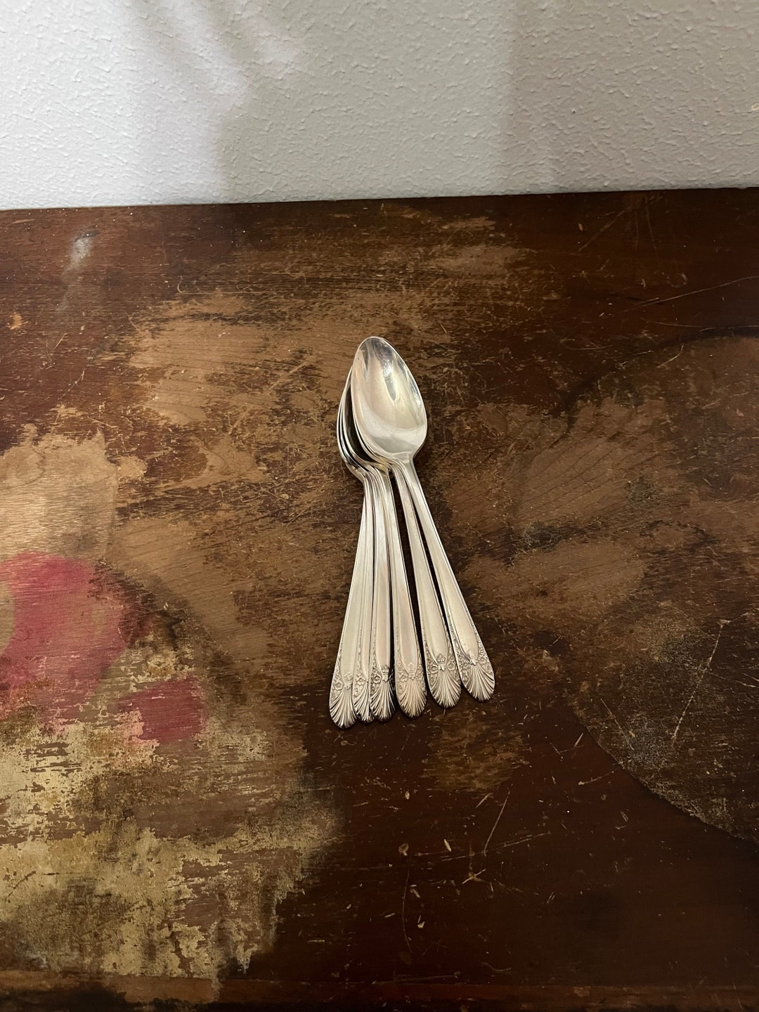 Set of 6 Crown Silverplate “radiance” Pattern Teaspoons Patented 1940 ...