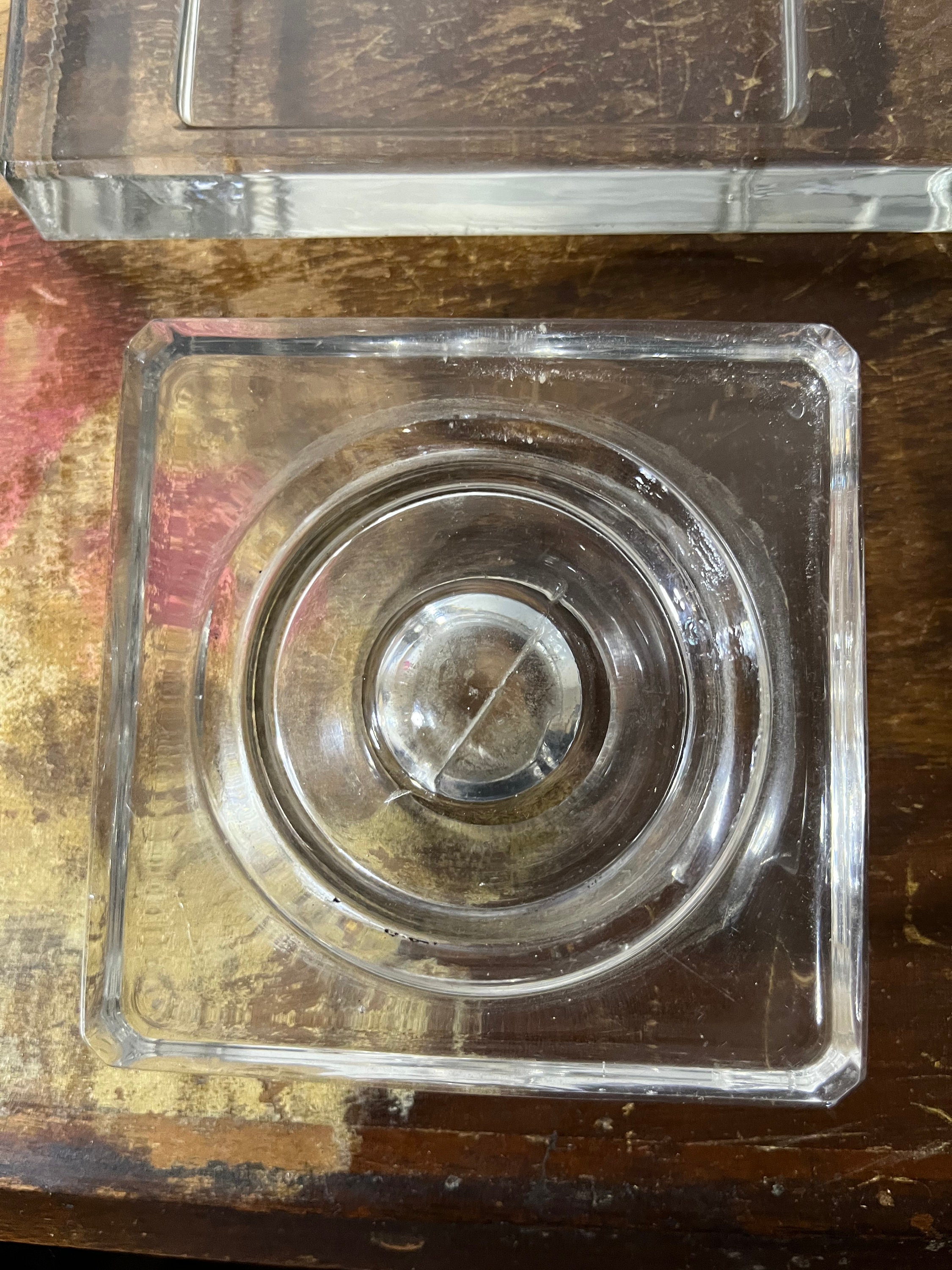 Monumental Vintage Block Glass Double Ink Well Desk Accessory - Etsy