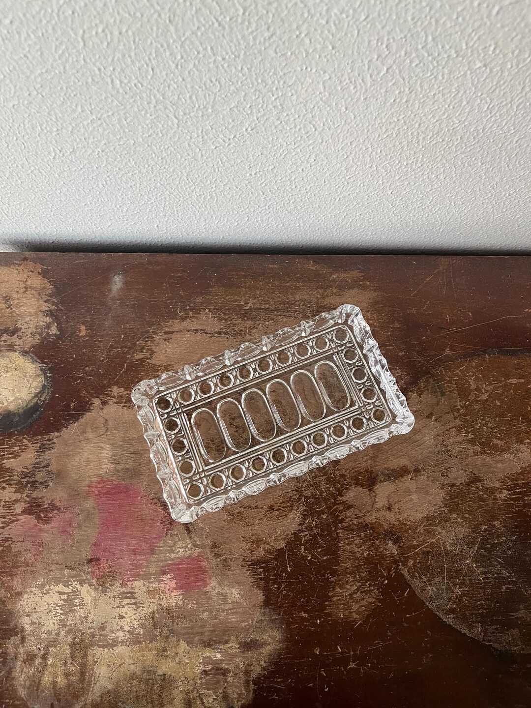Vintage Clear Glass Tray Patterned Tray Clear Glass Hosting Dinner ...