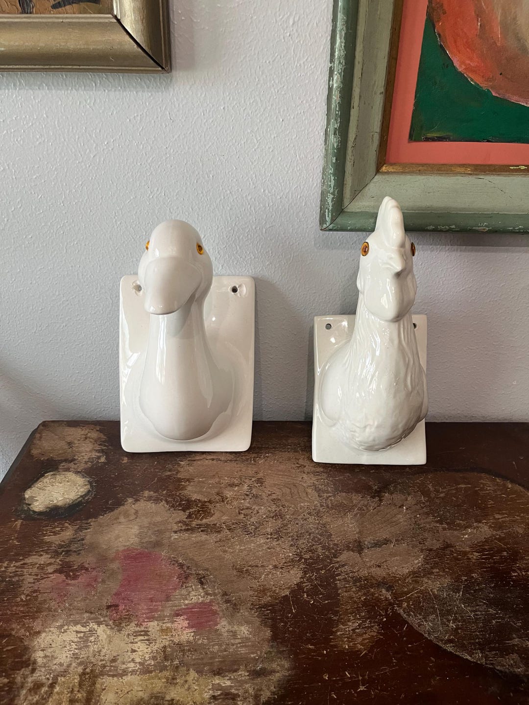 Vintage White Ceramic Animal Heads YOU PICK Duck Head Rooster Head Wall ...