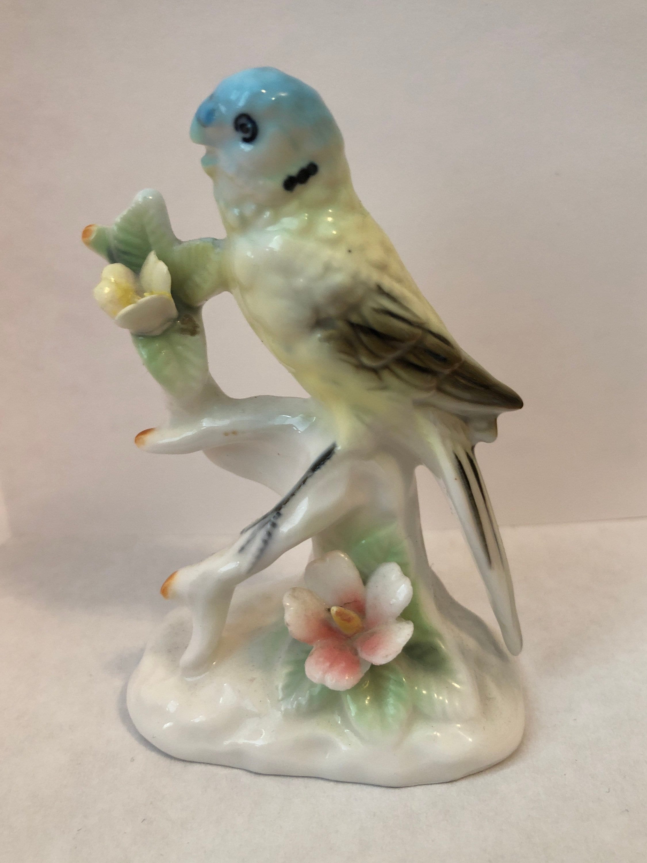 Vintage Parakeet on Branch Figurine Cabinet Decor Porcelain - Etsy