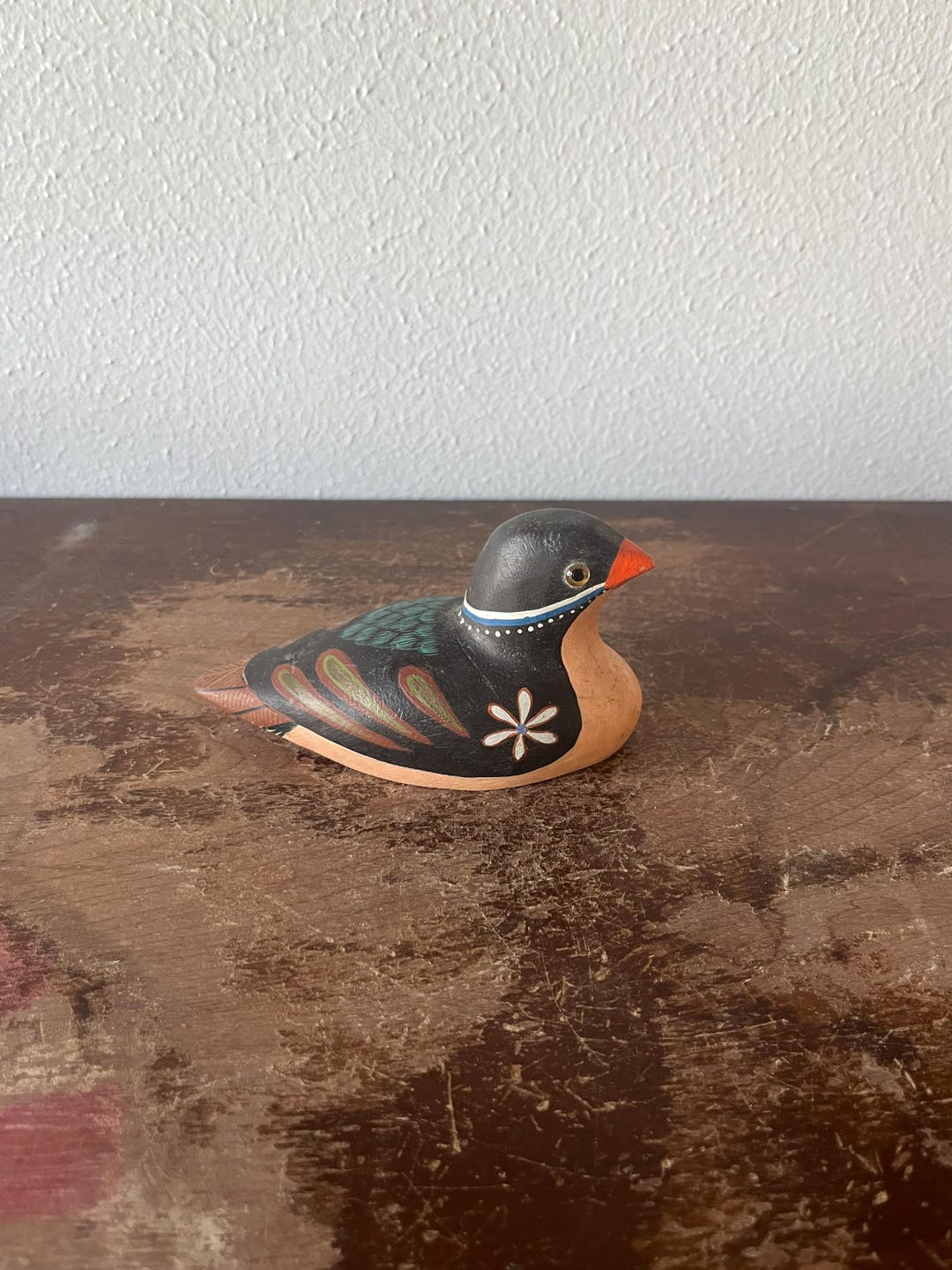 Vintage Hand Carved Wood Duck Miniature Decoy Handcrafted Duck Decor ...