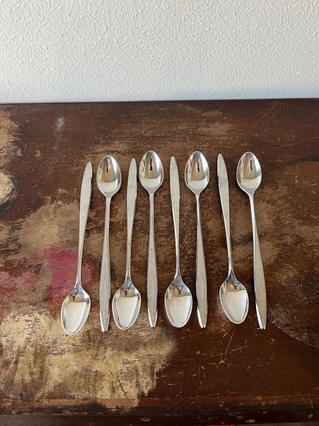 Mid Century Modern Ekco Eterna Iced Tea Spoons Set of 8 Stainless Steel ...