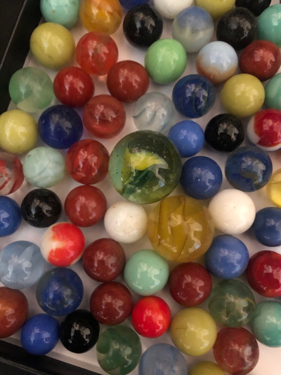 Large Group of Vintage Glass Marbles Various Sizes Collectible Glass ...