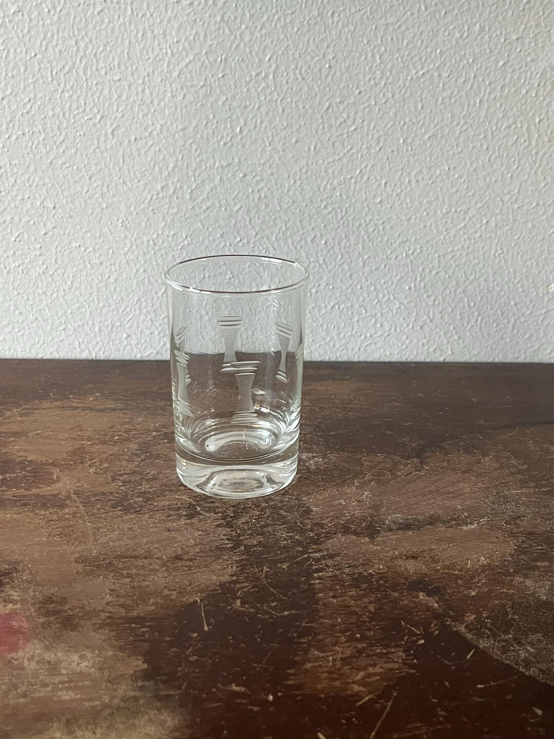 Vintage Etched Glass Juice Glass Small Glass Architectural Column ...