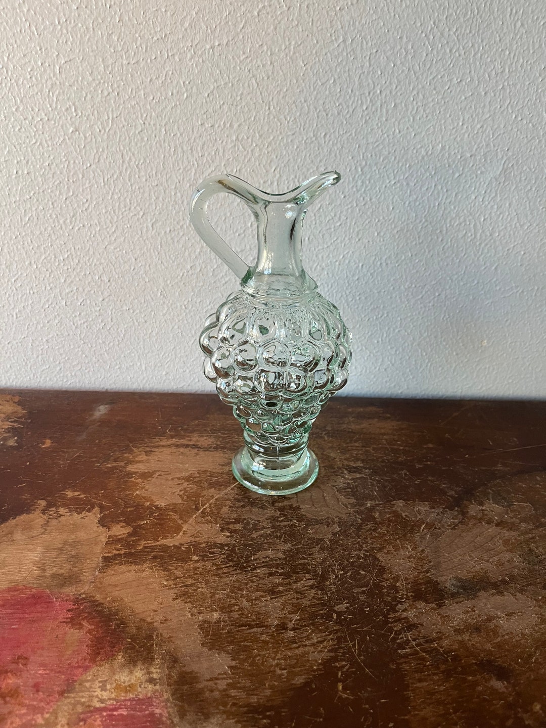 Vintage Glasss Grape Cruet Bottle Grape Cluster Blue Green Glass - Etsy