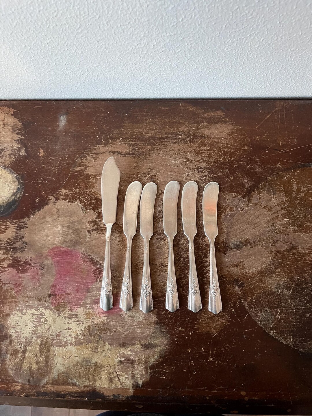 Vintage Set of 6 Silver Plate Butter Knives “B” Monogram Master Butter ...