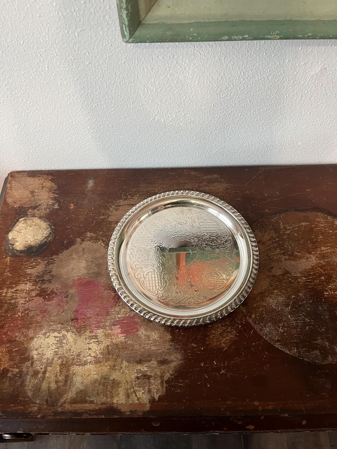 Leonard Silver Plate Small Form Round Serving Tray Diminutive Size ...