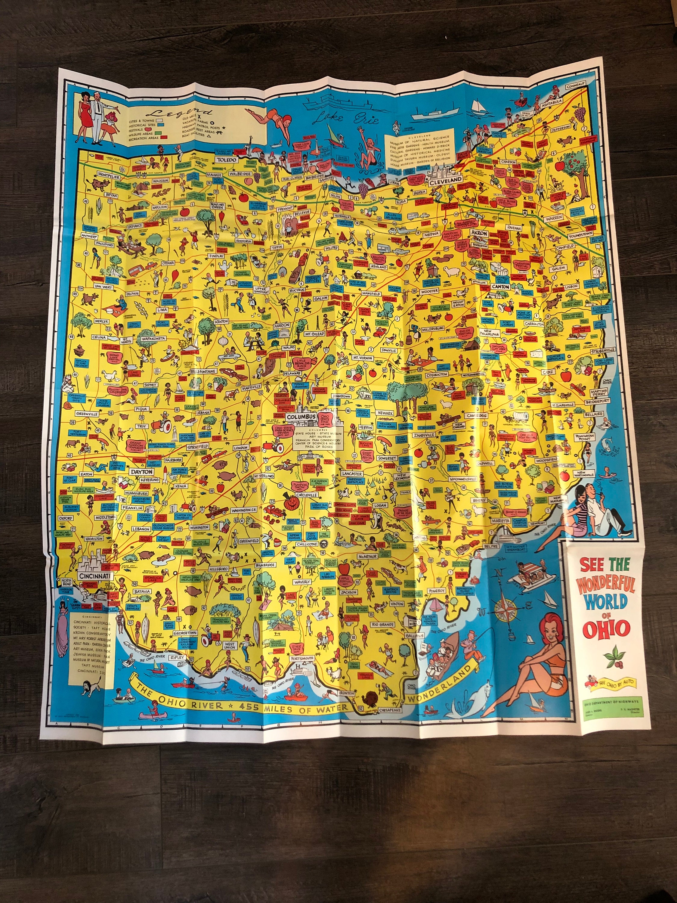 Vintage 1966 Illustrated Ohio State Map Great Cartoons Ohio - Etsy