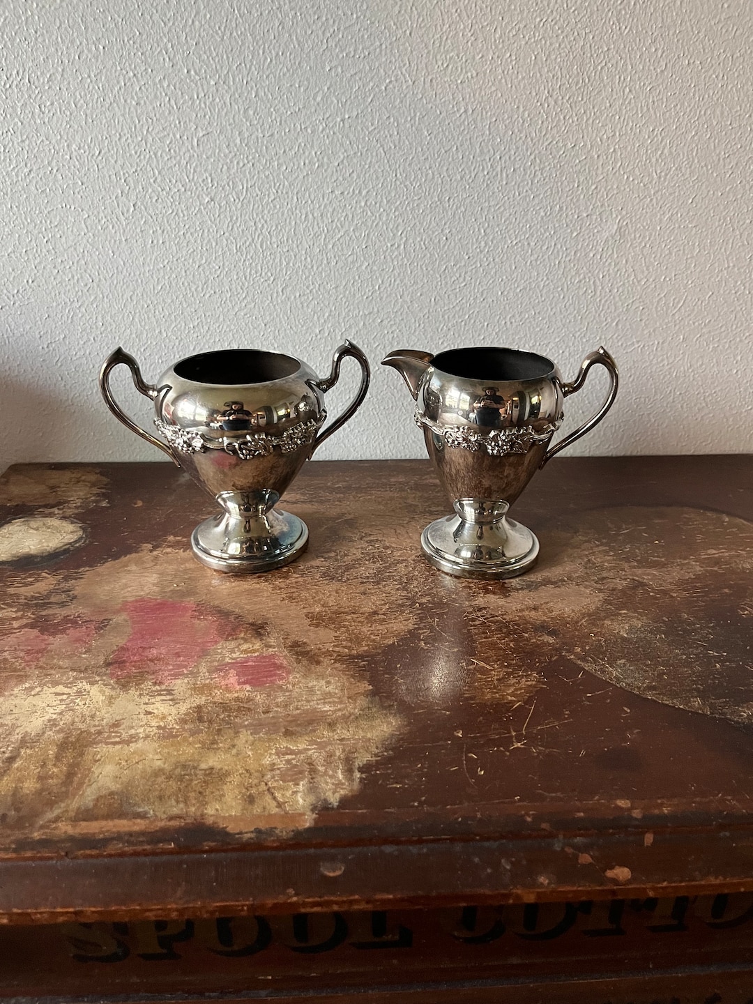 Gotham Silver on Copper Footed Silverplate Cream and Sugar Set Grape ...