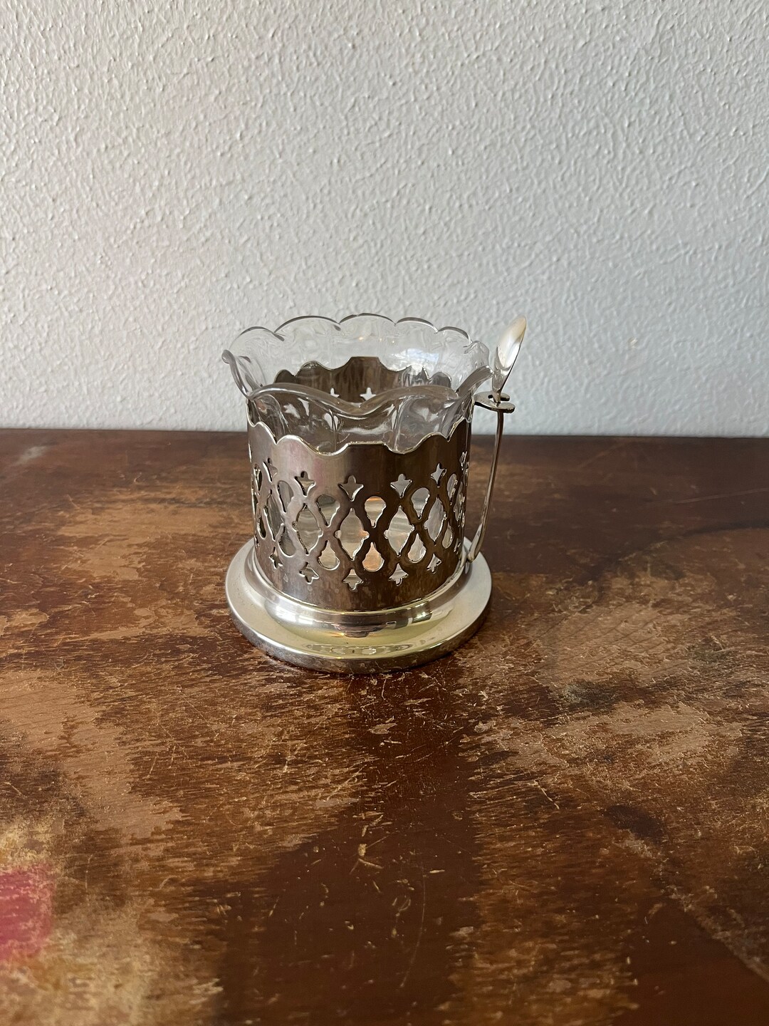 Vintage Silverplate and Glass Condiment Holder Table Accessory ...