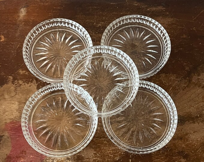 Set of 5 Vintage Glass Coasters Table Decor Vintage Barware - Etsy