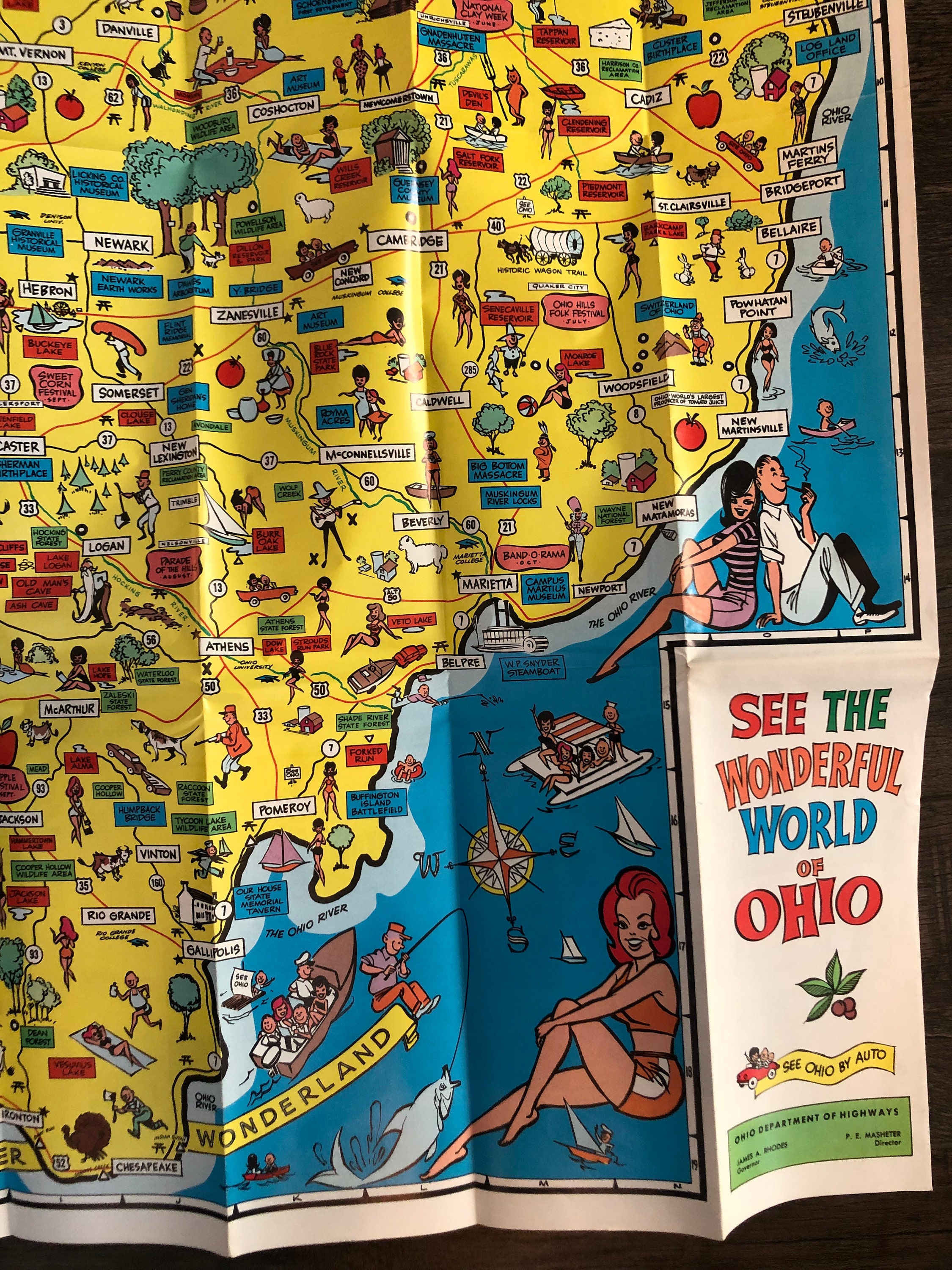 Vintage 1966 Illustrated Ohio State Map Great Cartoons Ohio - Etsy