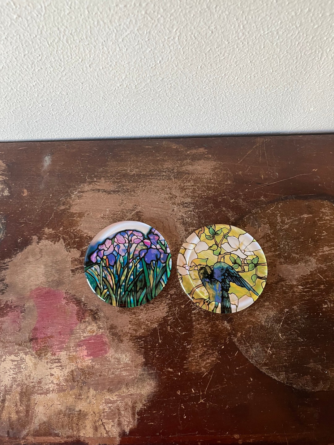The Met MMA Glass Coasters Two Designs Colorful Glass Table Accent - Etsy