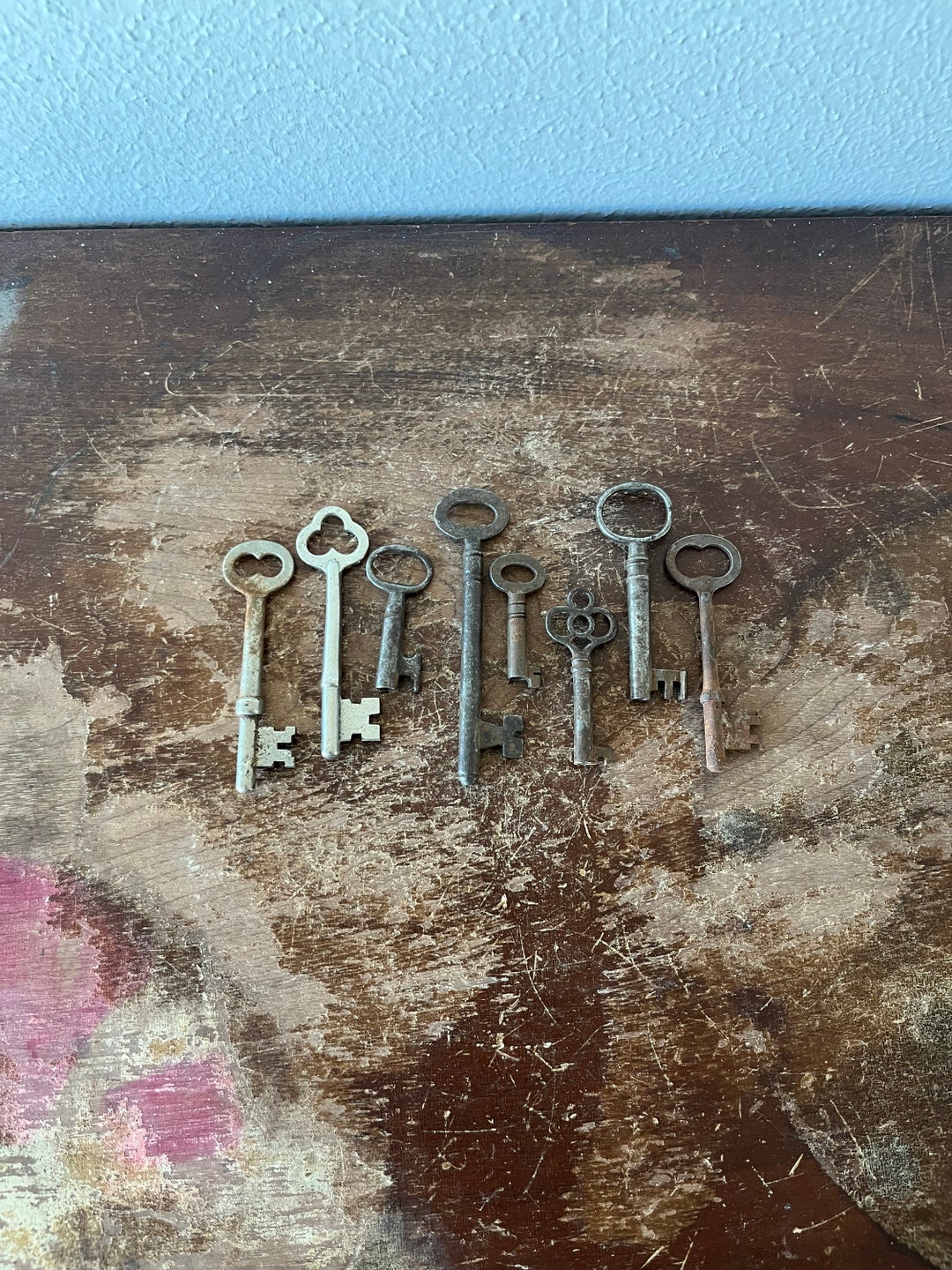 8 Keys Antique and Vintage Authentic Skeleton Keys Brass Iron Ornate ...