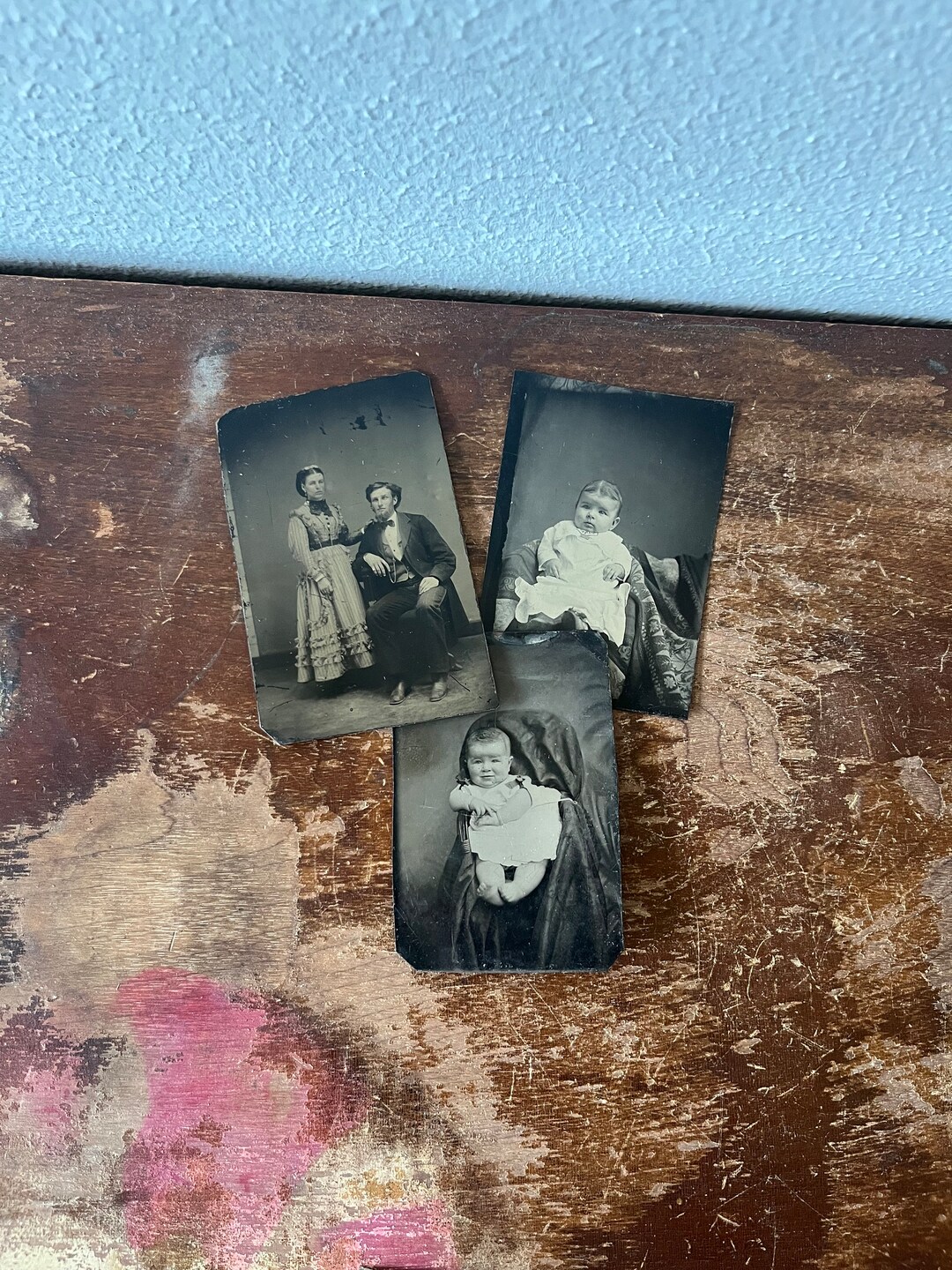 3 Antique Tintypes Husband and Wife Baby Family History Suit and Tie ...