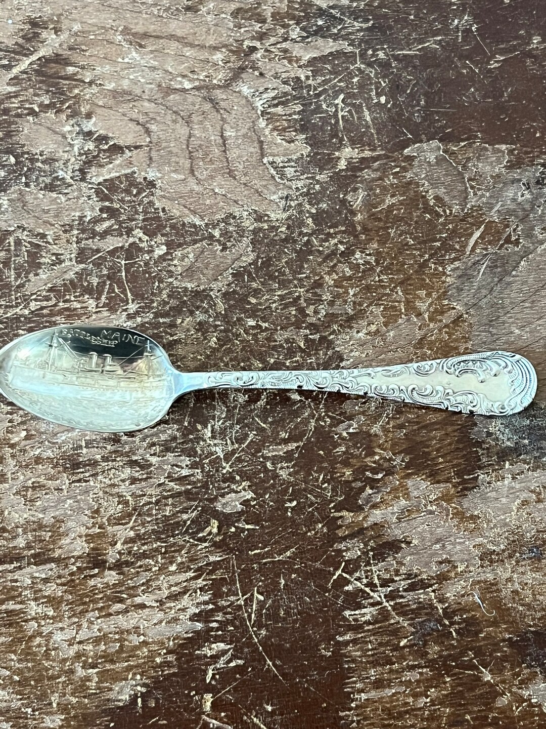 Antique Crown Silverplate Co. Maine Battleship Spoon Captain Sigsbee ...