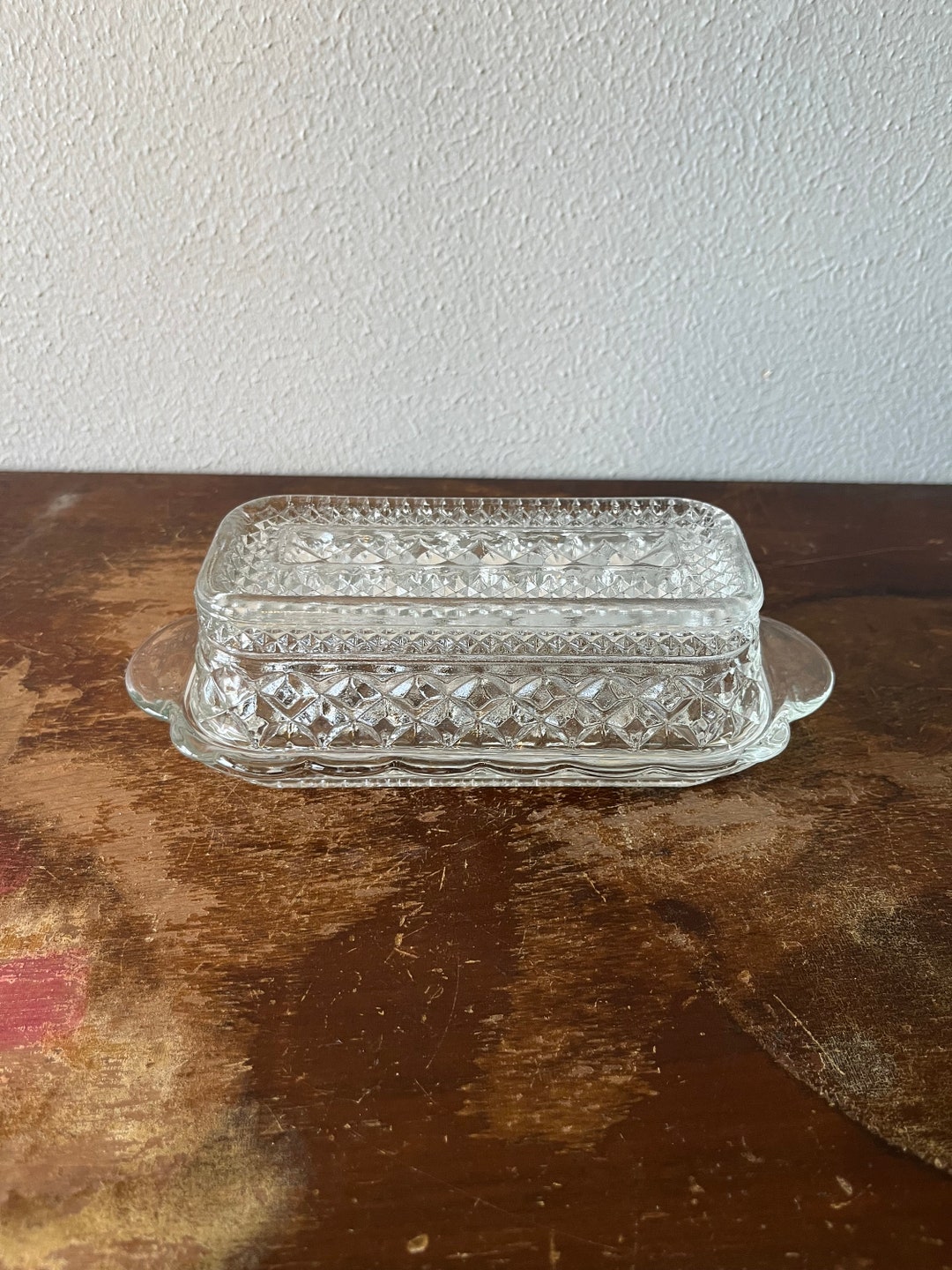 Vintage Glass Covered Butter Dish Vintage Pressed Glass - Etsy