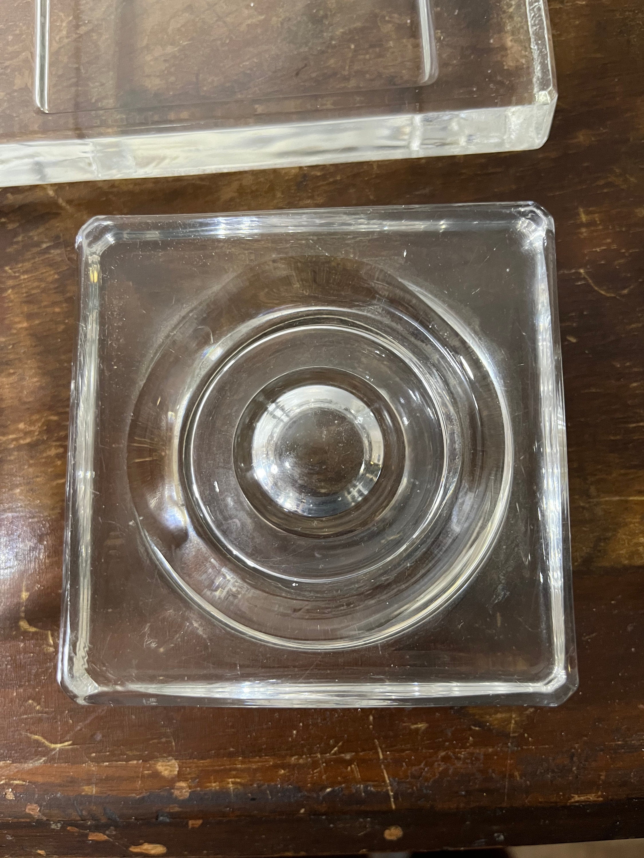 Monumental Vintage Block Glass Double Ink Well Desk Accessory - Etsy