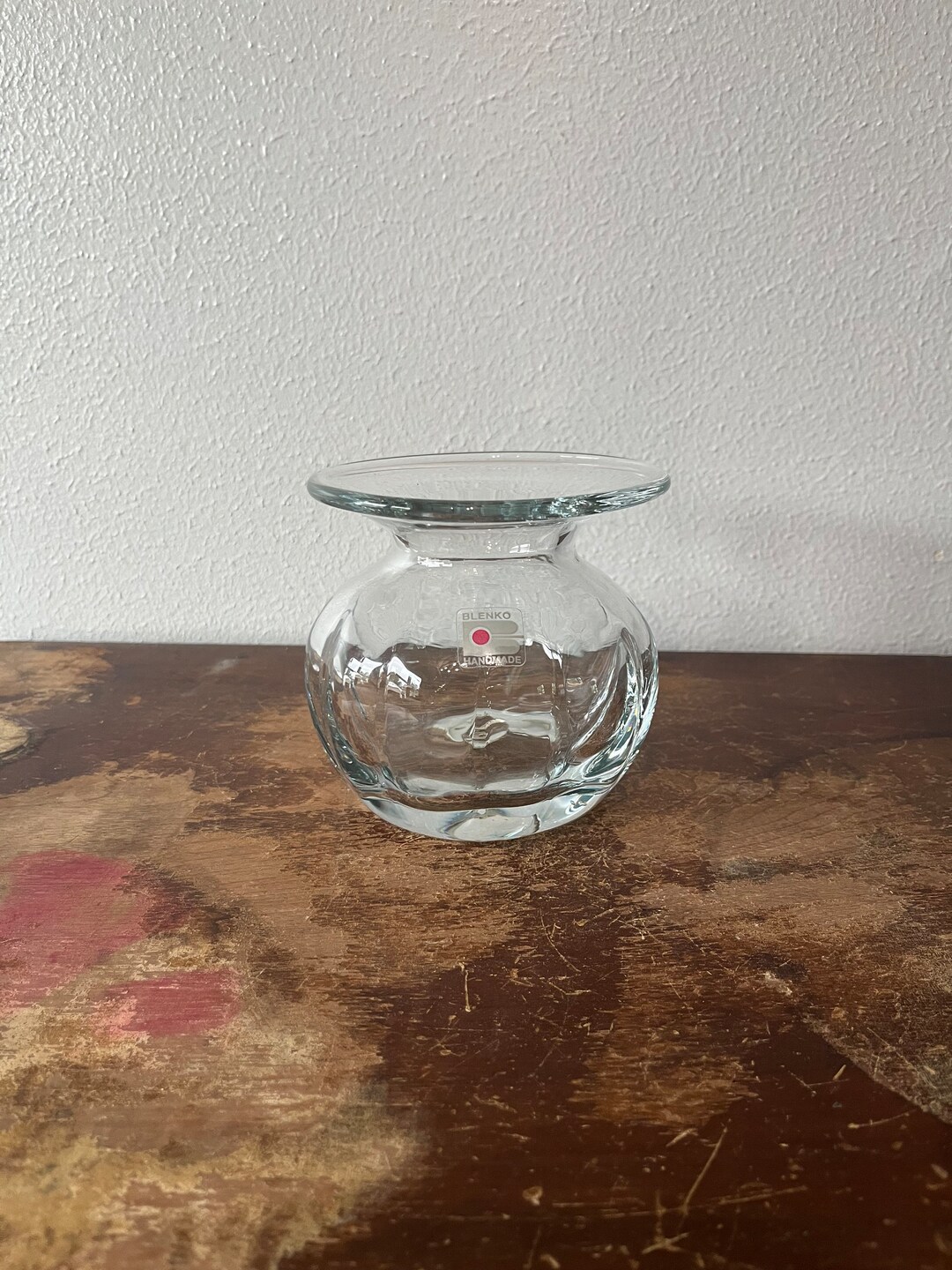 Vintage Blenko Handmade Sack Vase Clear Glass Vase Bulbous Vase - Etsy