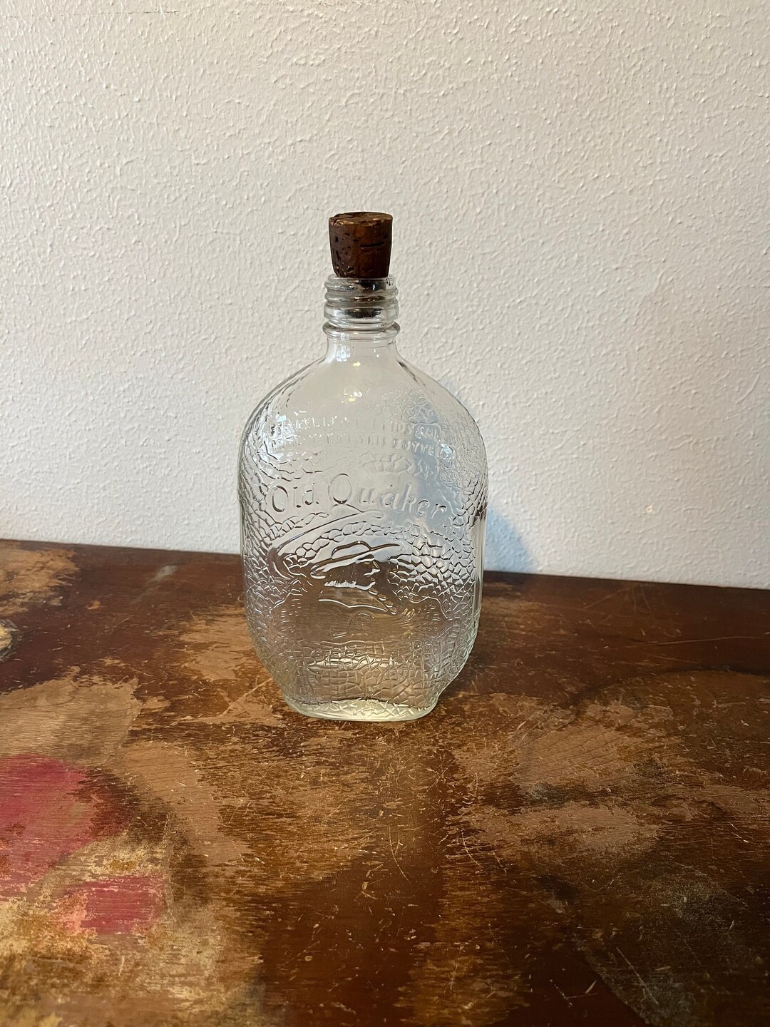 Old Quaker Rye Whiskey Bottle Embossed 1940s American Whiskey Bottle ...