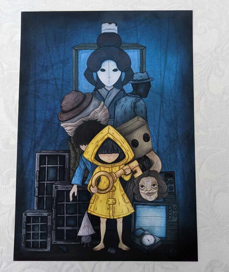 Tiny Nightmares Illustration A4 Art Print, Indie Video Game, Six and ...