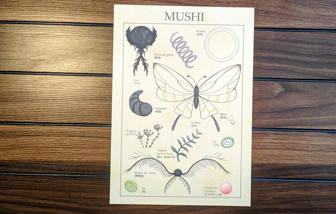 Mushi Illustration A4 Art Print, Anime Art Print - Etsy