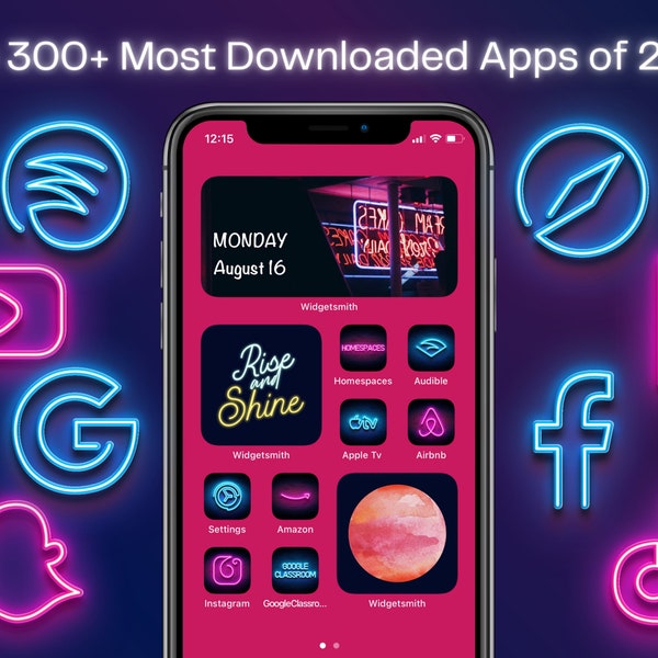 Neon Blue App Icons - Etsy