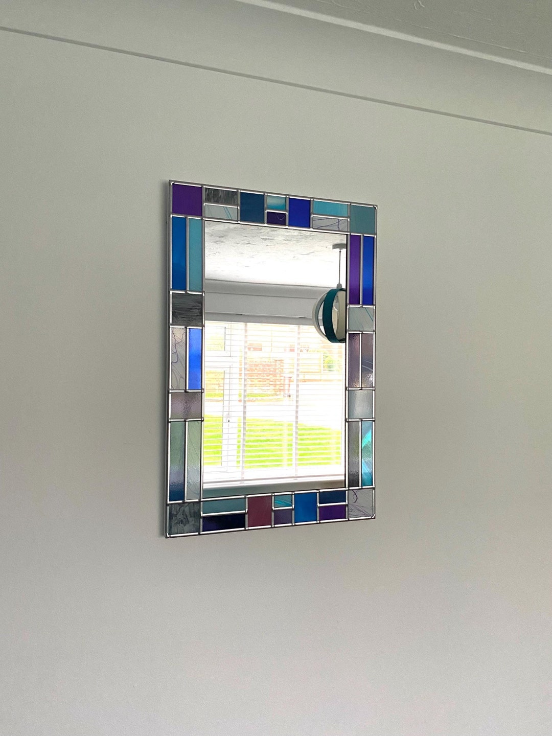 Mondrian Style Blue Mix Border Mirror - Etsy UK