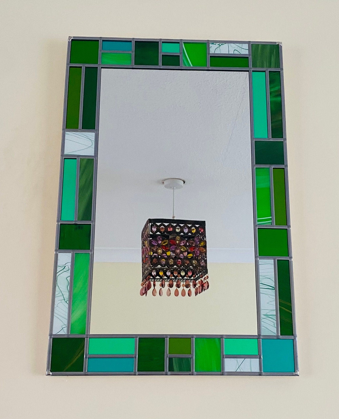 Mondrian Style Green Border Mirror - Etsy UK