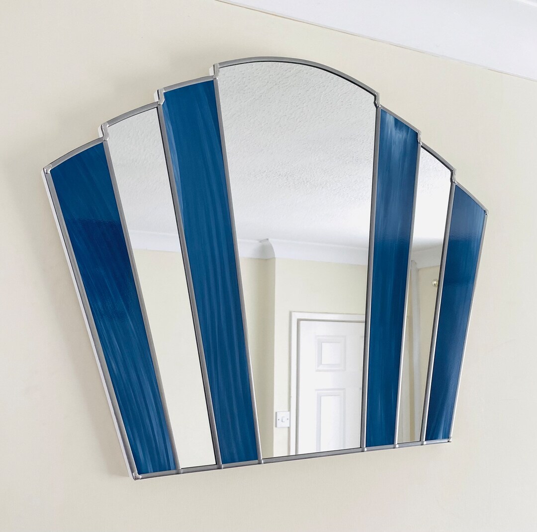 Art Deco Fan Mirror - Ocean Blue - Etsy