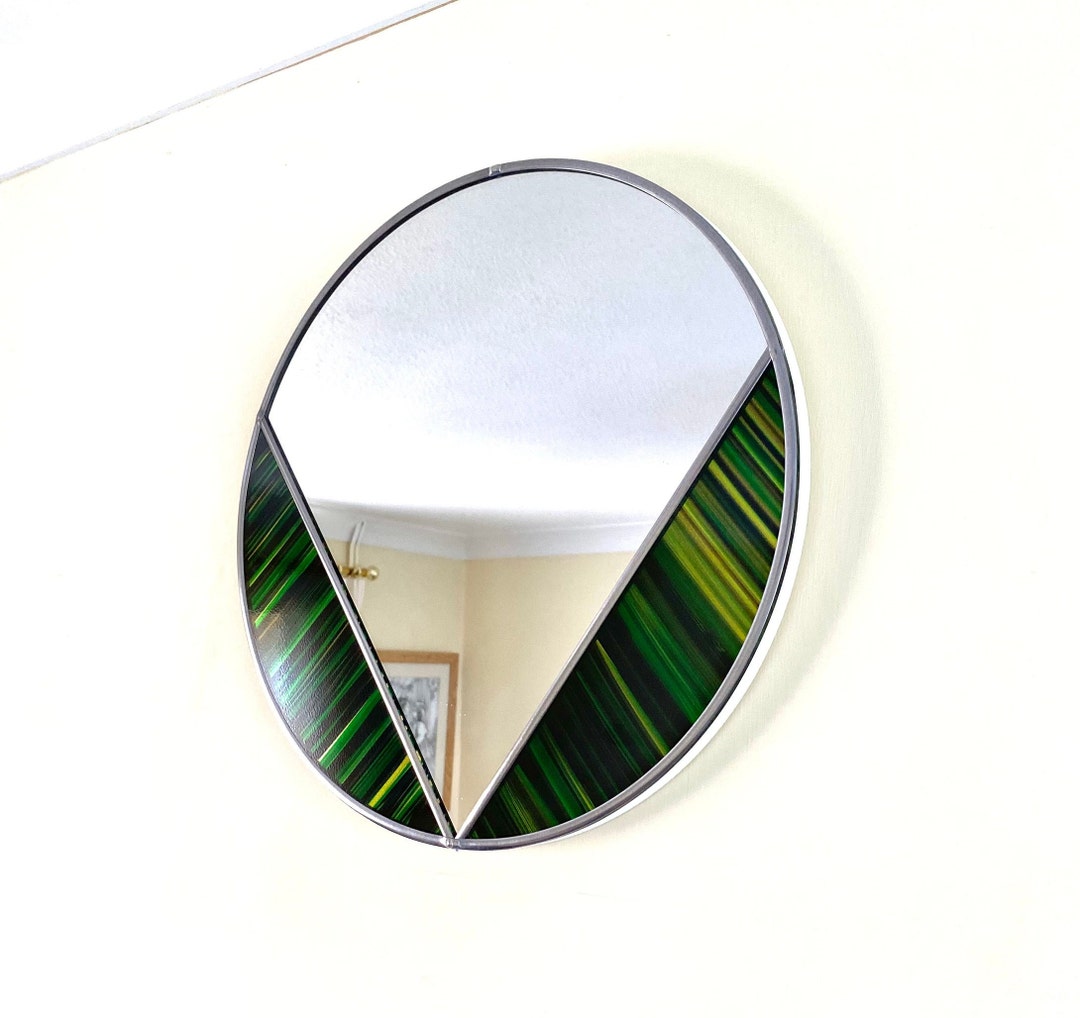 Art Deco Green Round Mirror Rainforest - Etsy