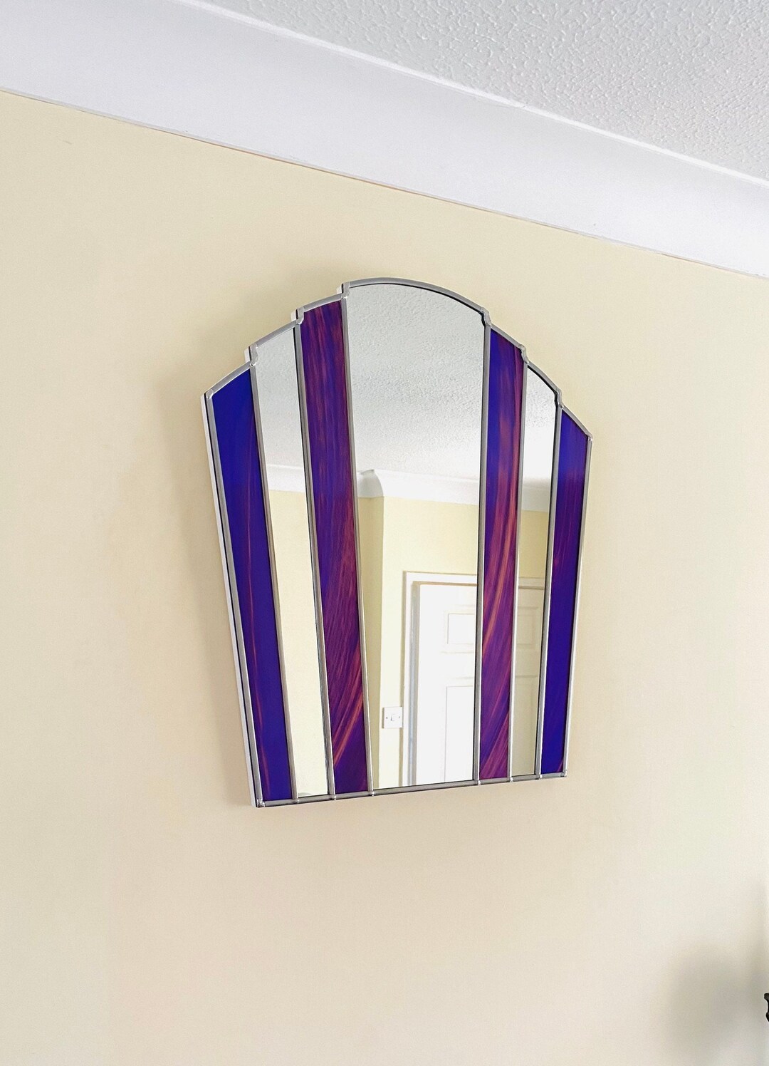 Art Deco Fan Mirror - Iris Purple - Etsy UK