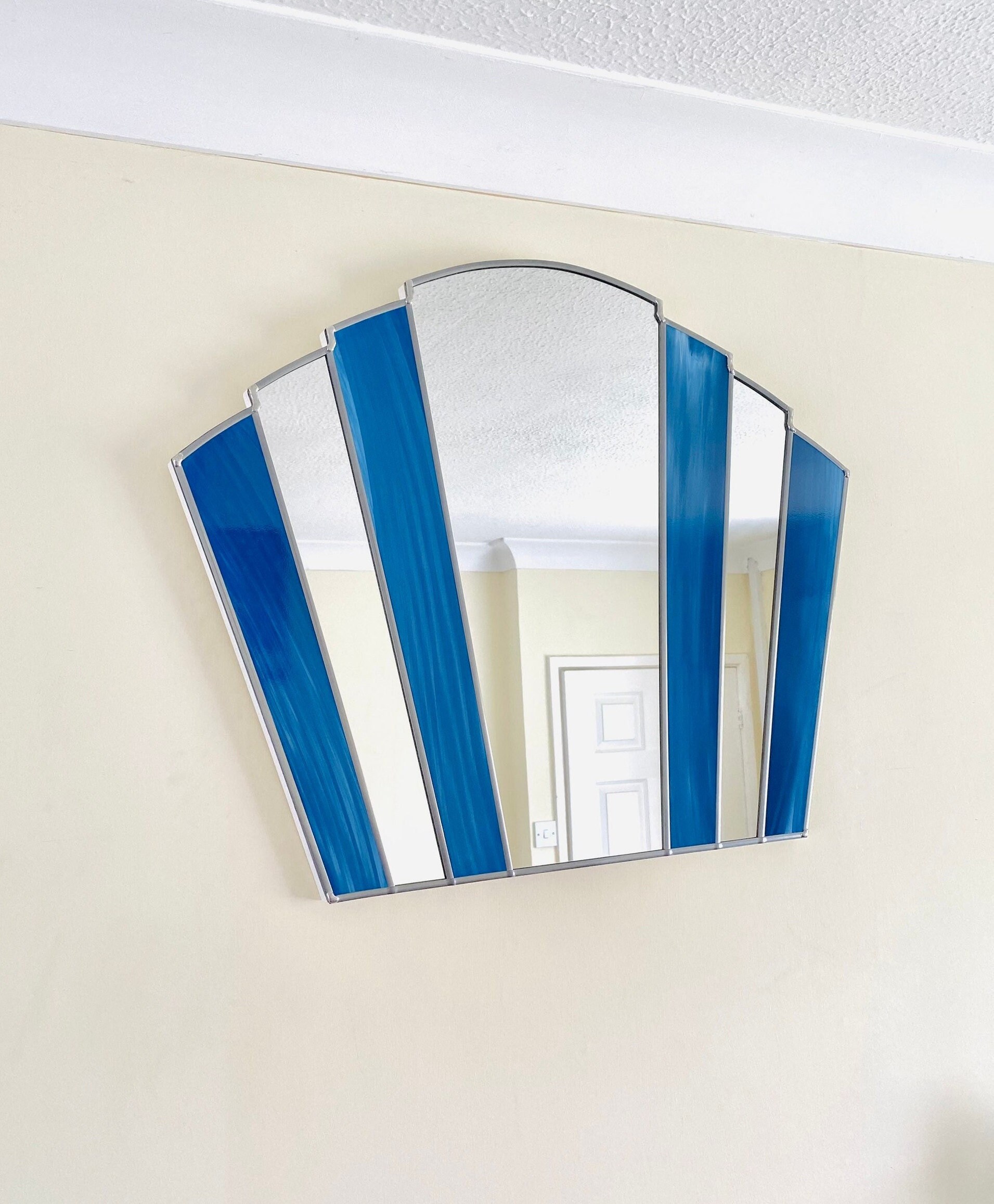 Art Deco Fan Mirror Ocean Blue - Etsy UK