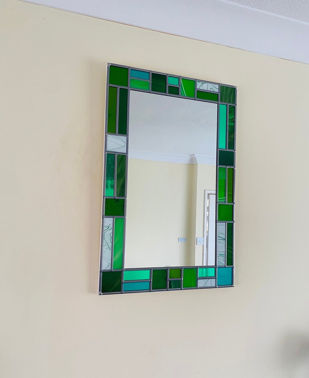 Mondrian Style Green Border Mirror - Etsy UK