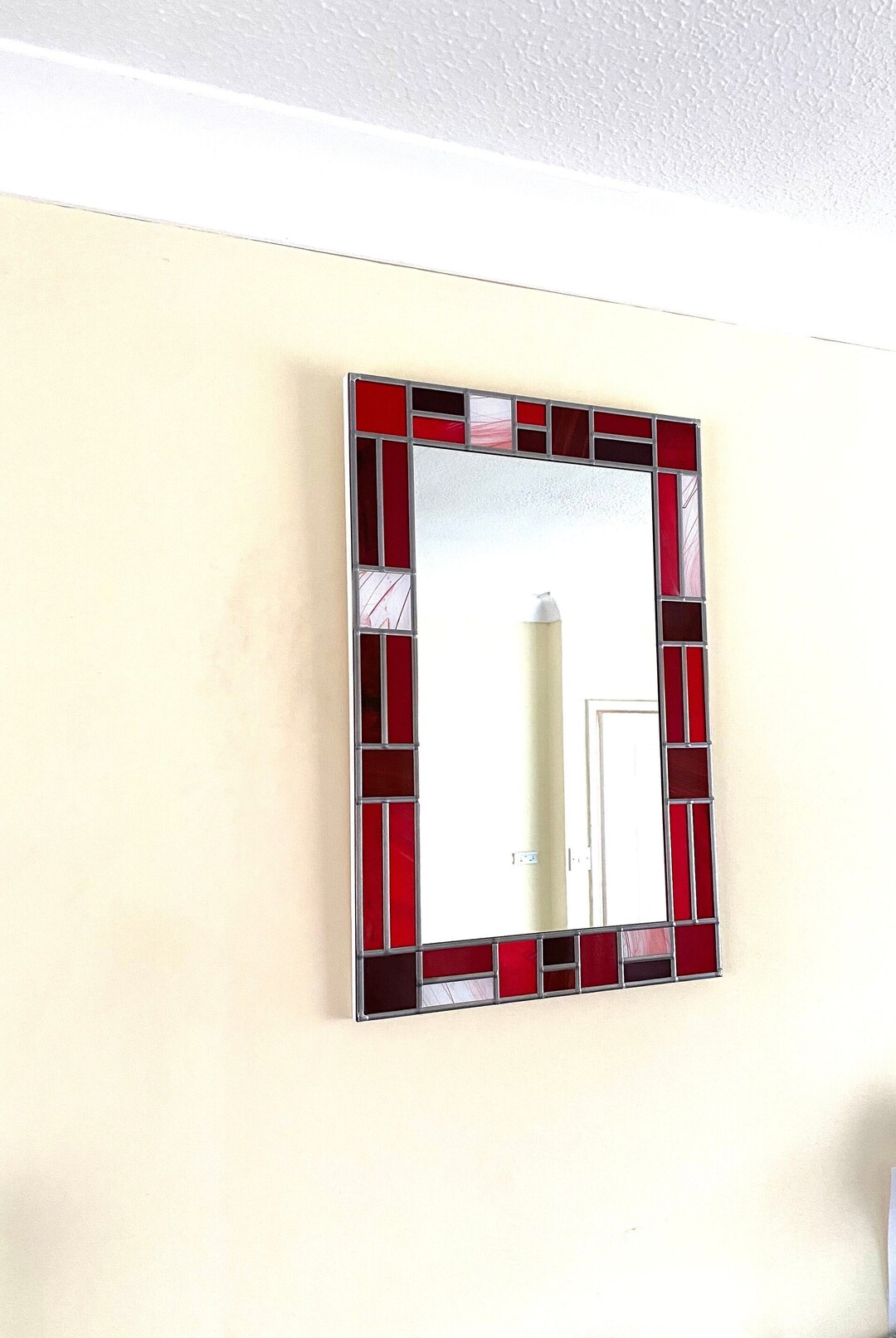 Mondrian Style Red Border Mirror - Etsy
