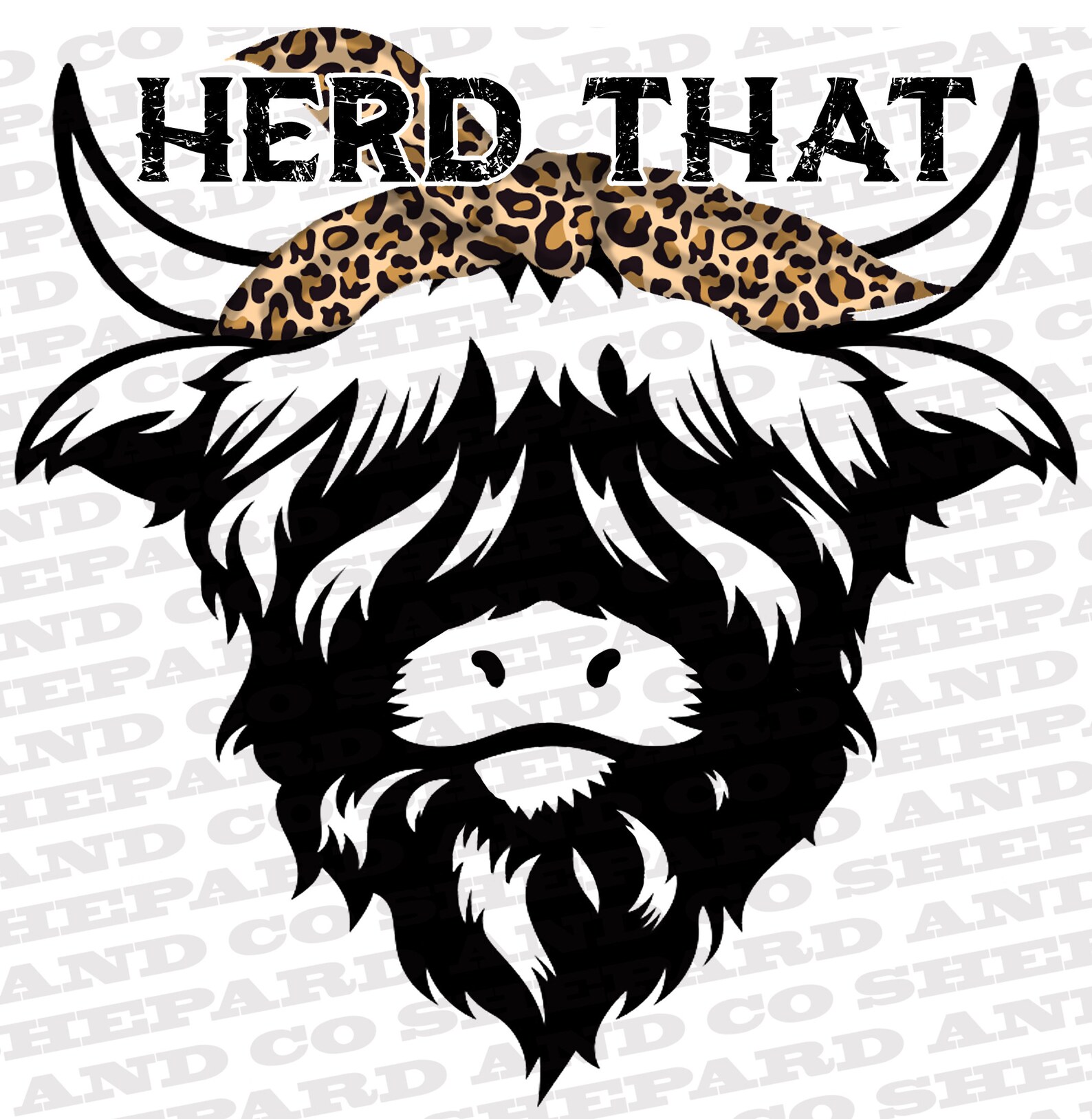 Herd That Leopard Highland Cow Sublimation PNG Commercial Use - Etsy