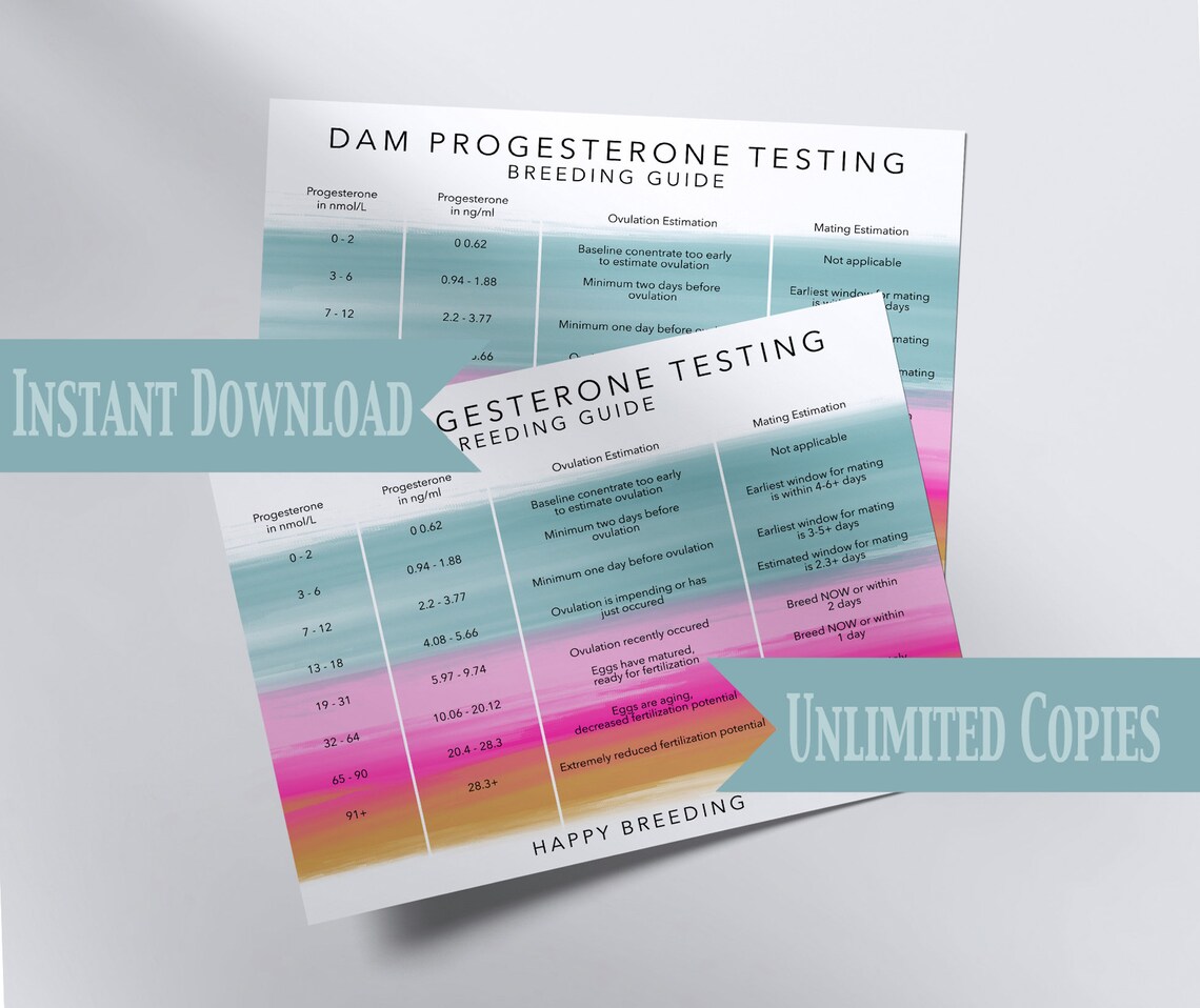 Dam Progesterone Chart Breeder Files Digital Printables - Etsy