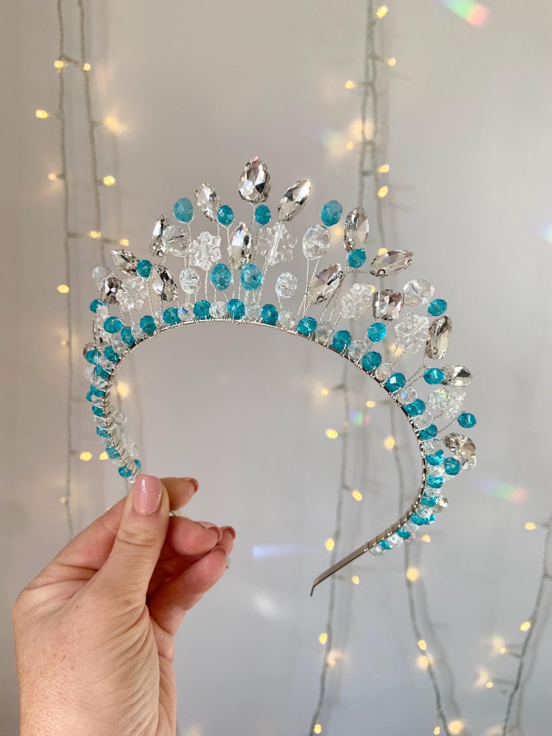 FROZEN Elsa Inspired Crystal Princess Tiara With Snowflake Charms - Etsy