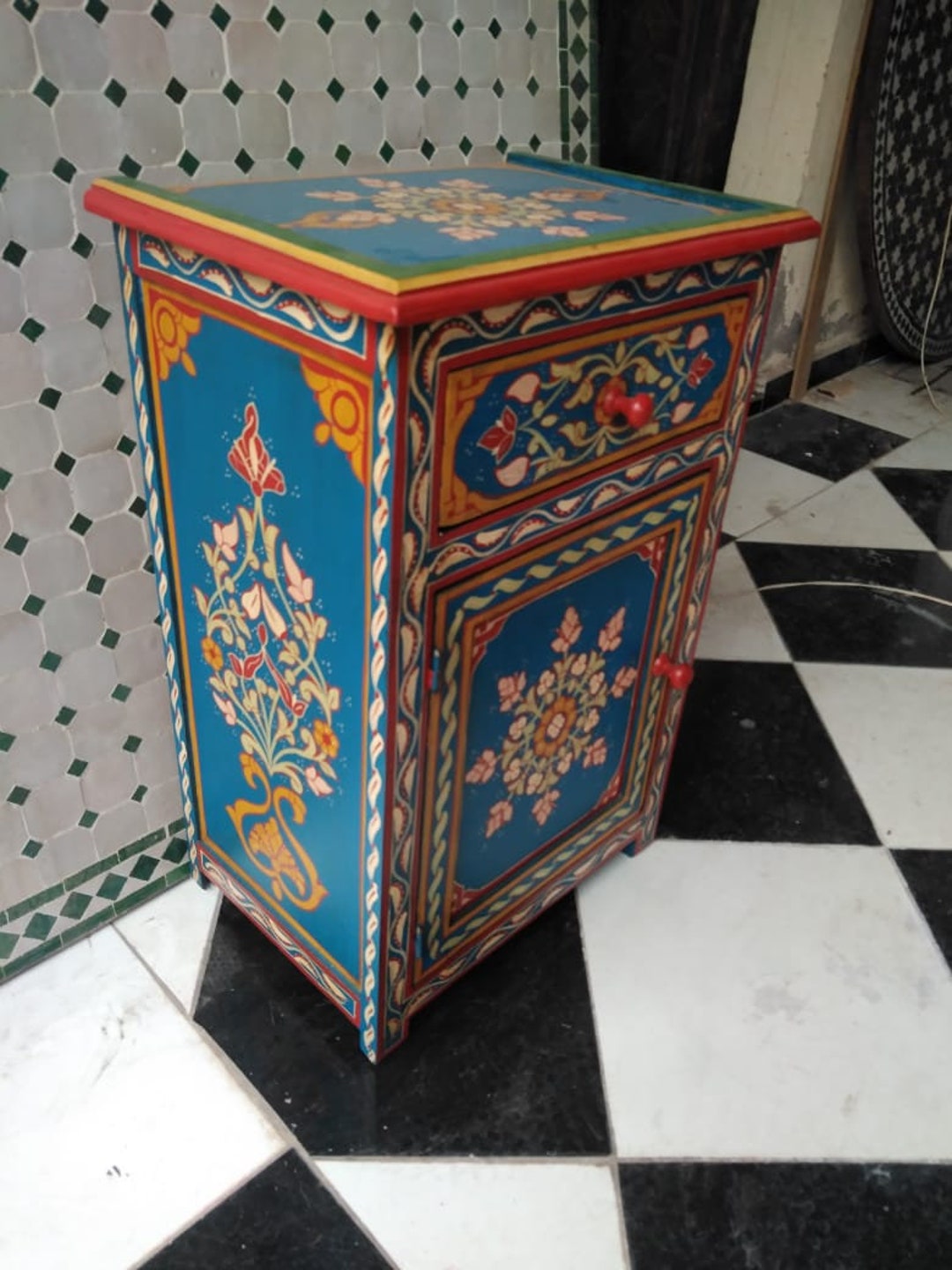 Moroccan Chest of Drawers in Painted Solid Wood / Entic Oriental ...