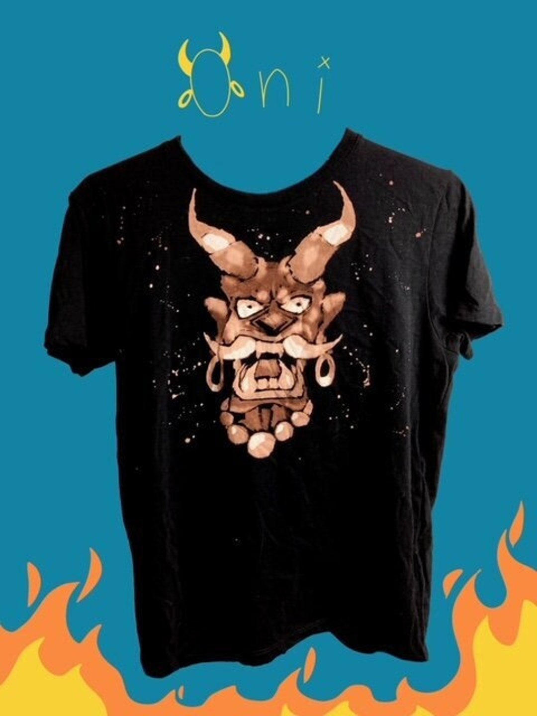 Japanese Oni T-shirt - Unique Hand Painted Bleach Art - Japanese Oni ...