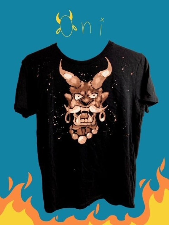 Japanese Oni T-shirt Unique Hand Painted Bleach Art - Etsy