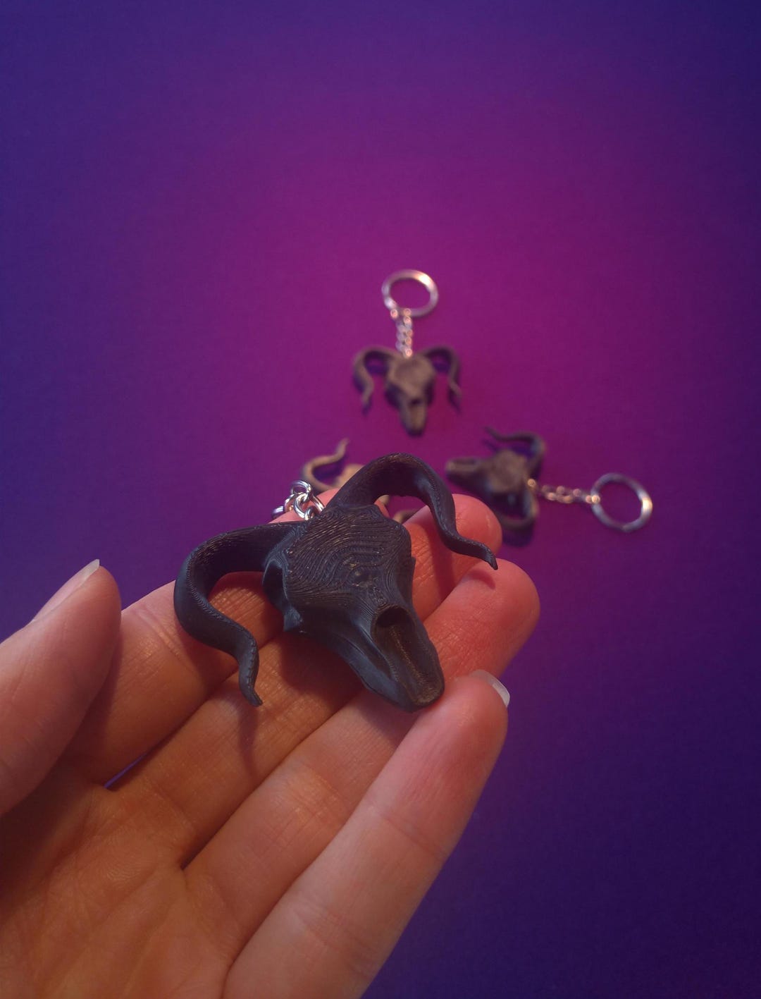 3D Printed Sheep Skull Keychain - Goth Bag Accessory - Etsy
