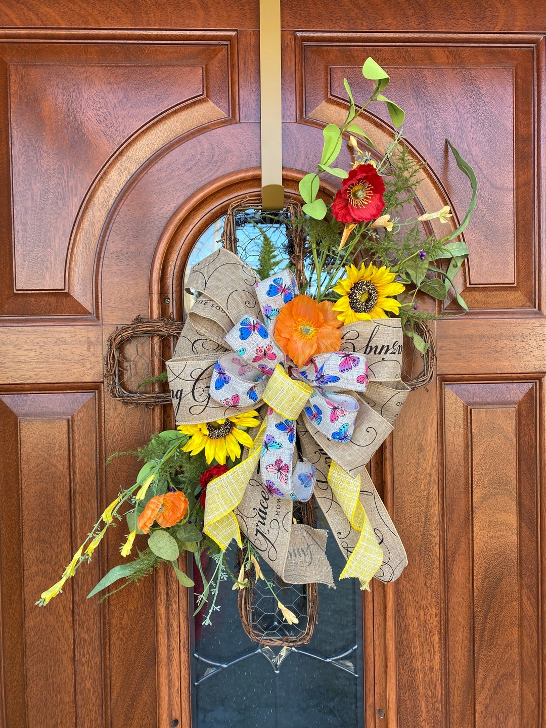 Floral Chicken Wire Cross, Spring Grapevine, Easter Twig Cross ...