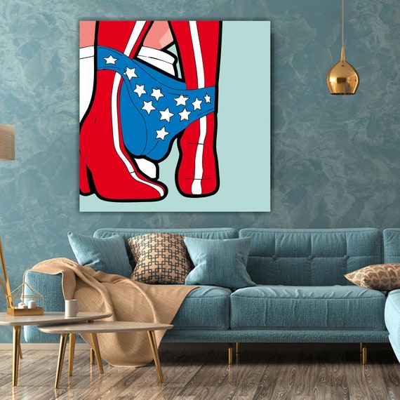 Wonder Woman Pop Art Mural Art Print Blue Sensual Underwear Etsy