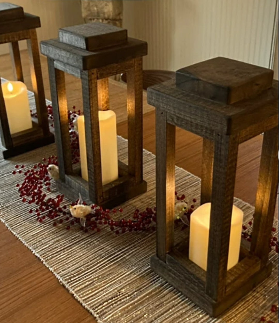 10 Bulk Wooden Lanterns, Wedding Centerpiece, 8 13 Inch Tall, Barn ...