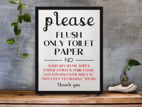 Cute Flush Only Toilet Paper Printable Bathroom Sign Many | Etsy