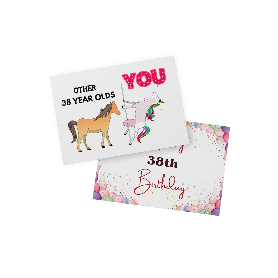 38th Birthday Greeting Card Present, Happy Bday Card for Thirty Eight ...